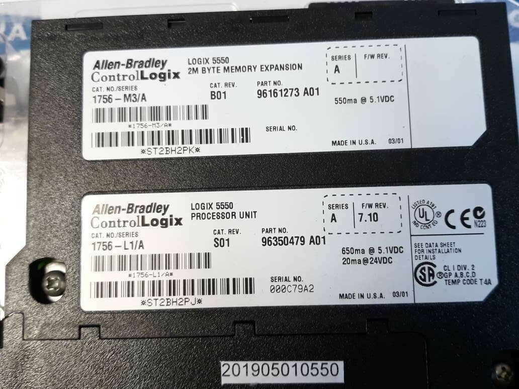 ALLEN BRADLEY 1756 M3/A Logix5550 2M BYTE MEMORY EXPANSION Processor ...