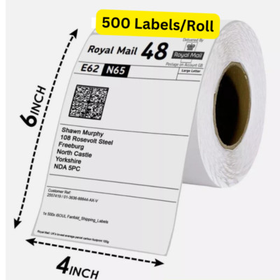 Direct Thermal Shipping Labels 4x6 Roll Ideal For Royal Mail DPD UPS ...