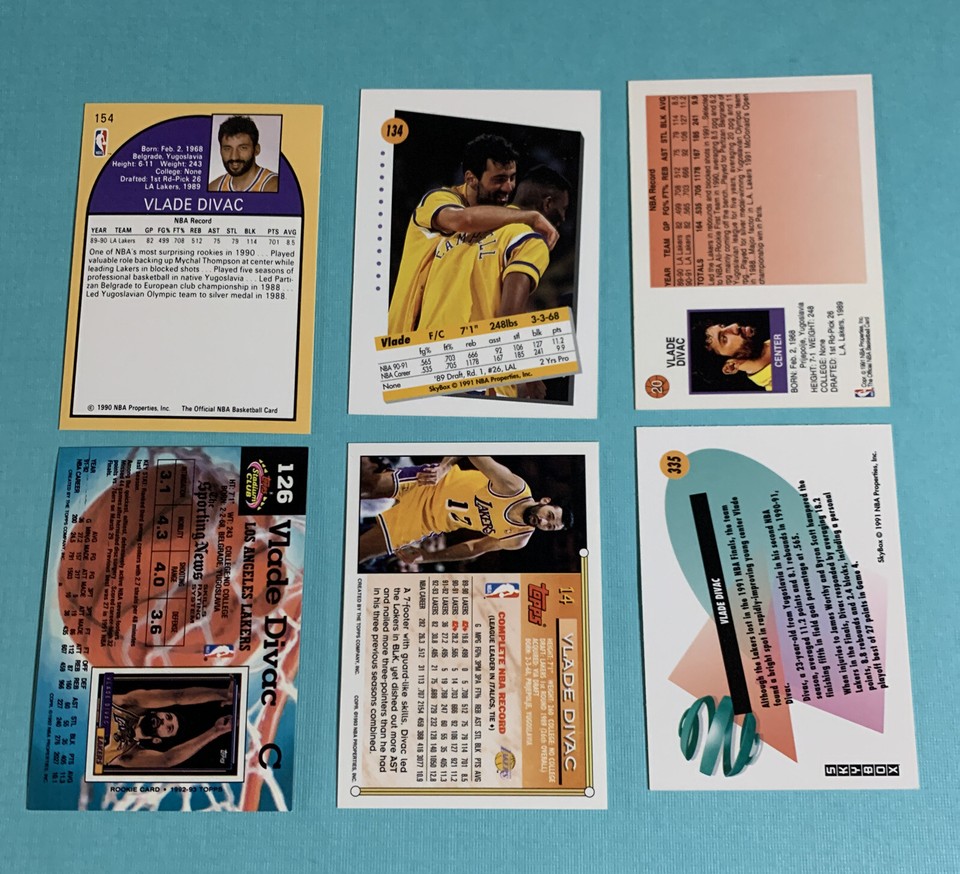 Vlade Divac NBA Lakers Lot(6)Card Rookie Hoops 1990 With TOPPS+ | eBay