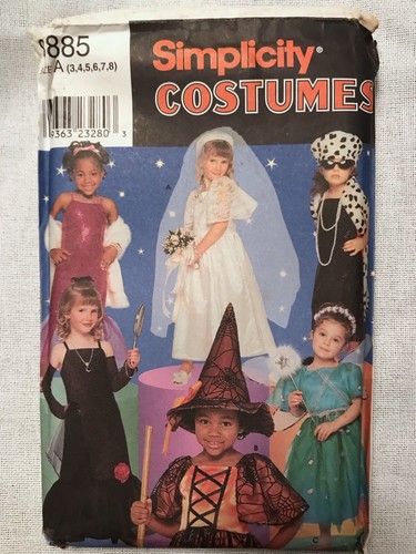 Simplicity Costume Pattern 8885 Size A3-8 Girls Halloween Witch Fairy ...