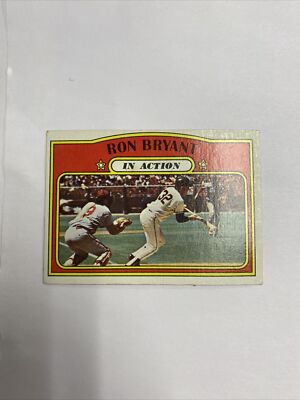 1972 Topps Baseball Ron Bryant San Francisco Giants In Action Card #186 ...
