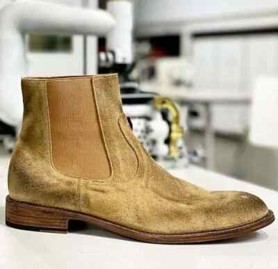 New Handmade Pure Beige Suede boots Mens Leather Chelsea Boots for Men ...