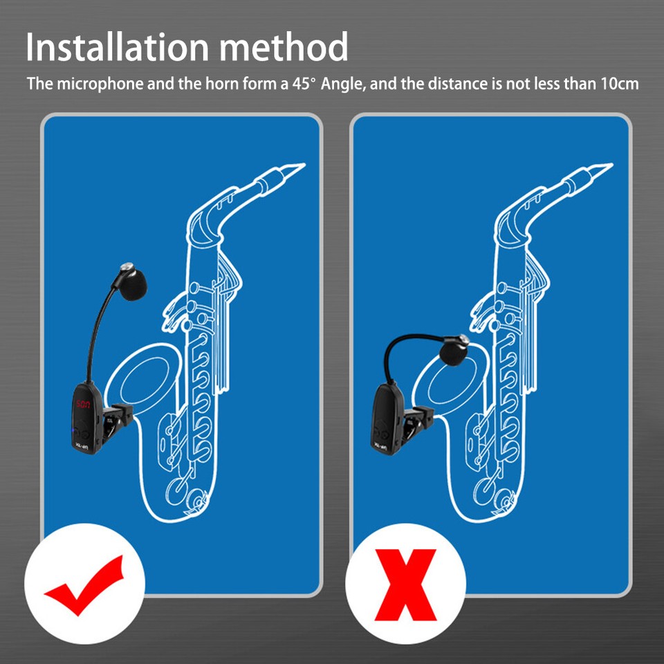 For Saxophone Mic Wireless Microphone System Clip on Musical ...