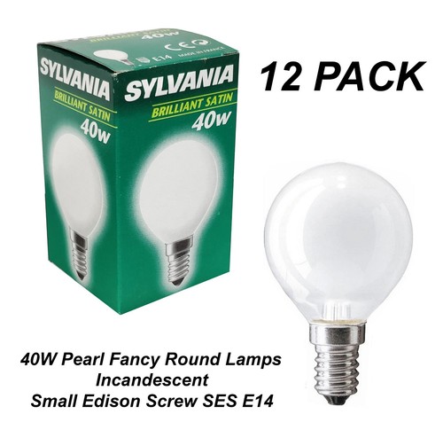 12 x 40W Pearl Fancy Round Light Globes Bulbs Lamps E14 Small Screw ...