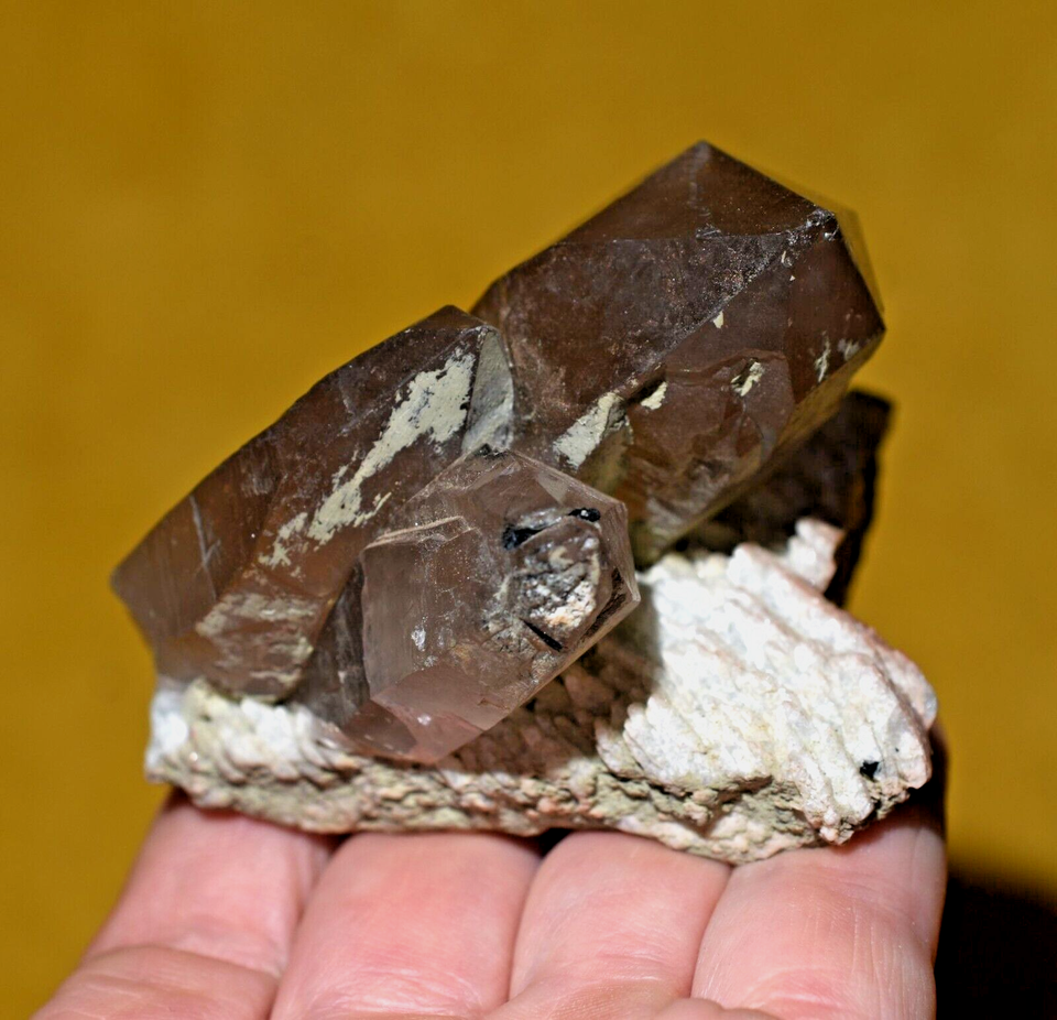 Light Smoky Quartz Crystal Cluster W/ Tourmaline Inclusion Zeolite ...