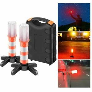 2PC Road Warning Beacon LED Emergency Roadside Flashing Flares Safe ...