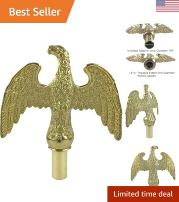 Metal Gold Flagpole Eagle top, Aluminum, Flag pole Ornament, 7-inch ...