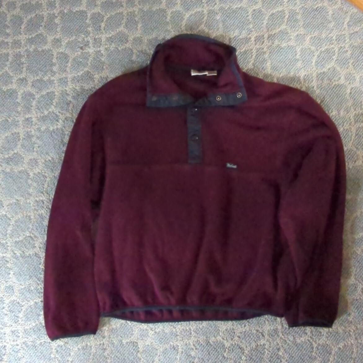 Vtg Woolrich Men's Medium Maroon Fleece Made In USA - Gem
