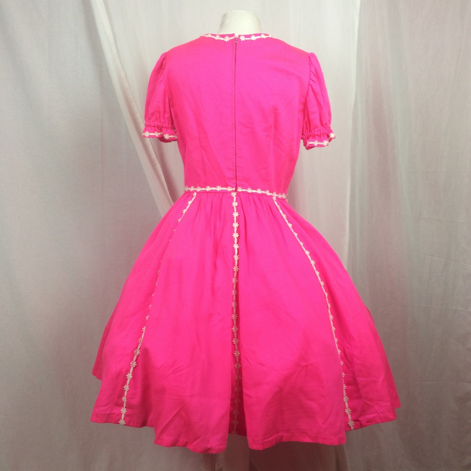 Square Dance Dress Hot Pink White Trim Vintage Rockabilly Homemade | eBay