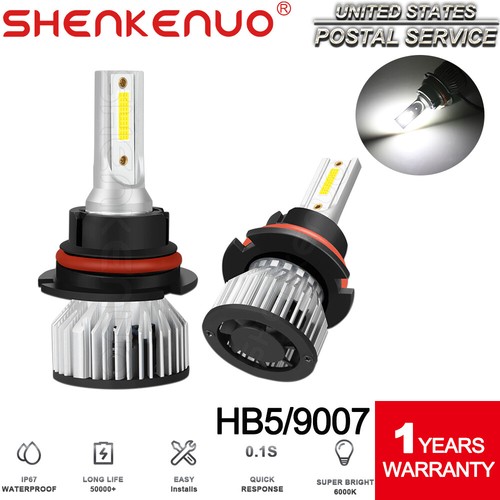 2X 9007 LED Headlight Bulbs Conversion Kit 6000K White High Low Beam ...
