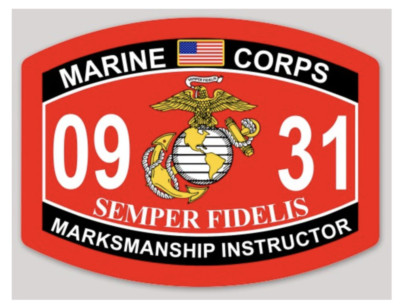 4" MARINE CORPS MOS 09 31 MARKSMANSHIP INSTRUCTOR VINYL STICKER DECAL ...