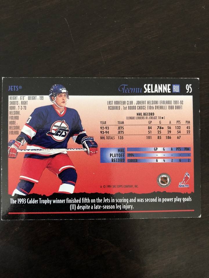 1994 Topps Teemu Selane #95 | eBay