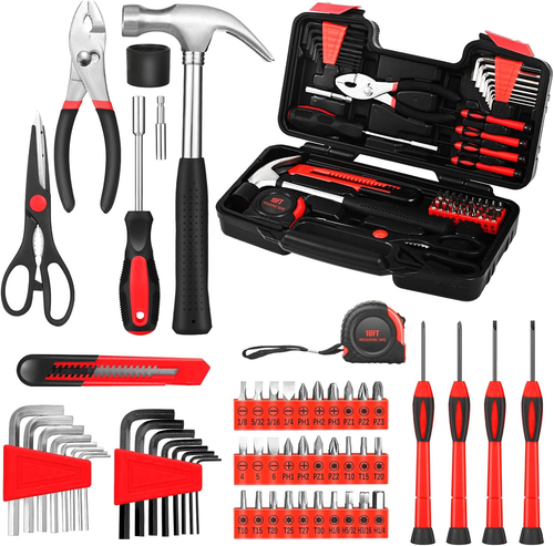 58-Piece Tool Kit Basic Home Repair Tool Set w plastic Tool Box 7445037186182| eBay
