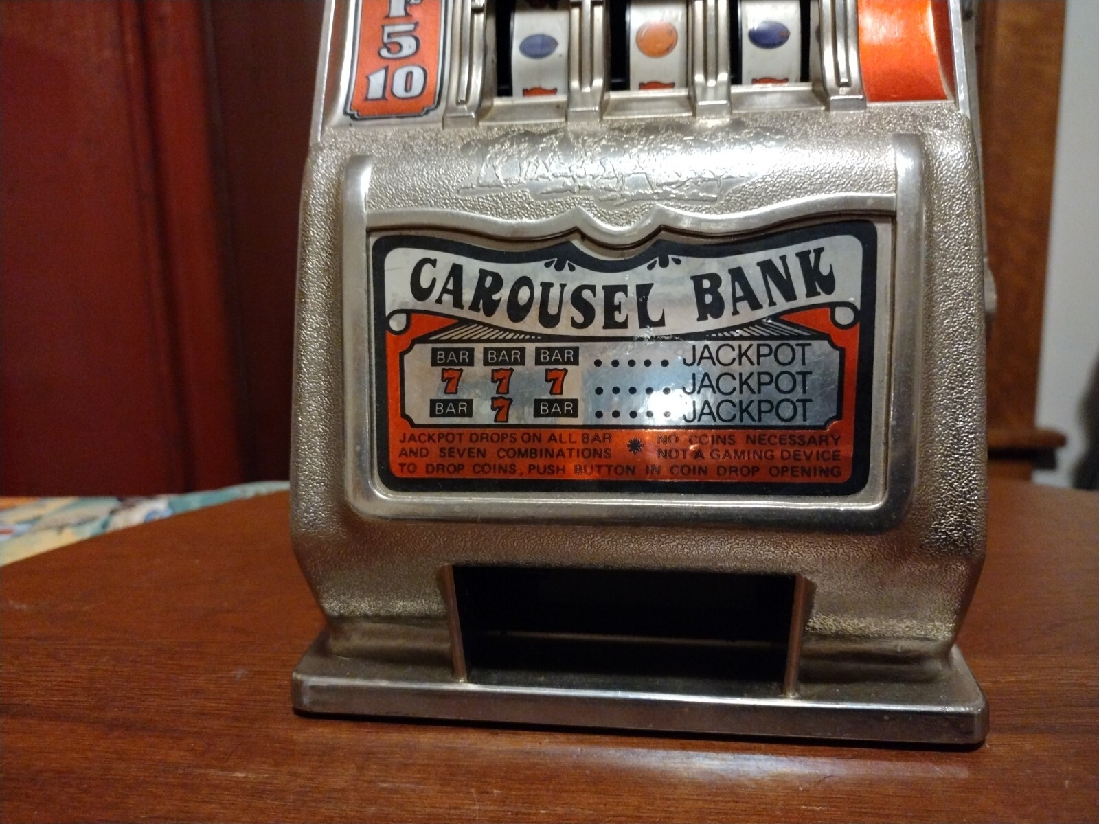 Vintage LeBanque One Arm Banker Toy Slot Machine Coin Carousel Bank | eBay