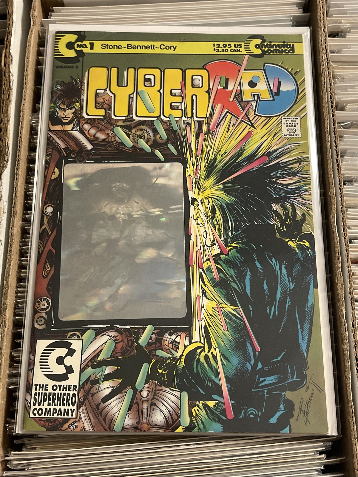 CYBERRAD 1 BENNETT 1992 GIMMICK HOLOGRAM FOIL COVER neal adams ...