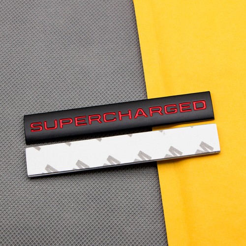 2Pcs Metal Black & Red Coated Supercharged Badge Rear Trunk V6 V8 Sport ...