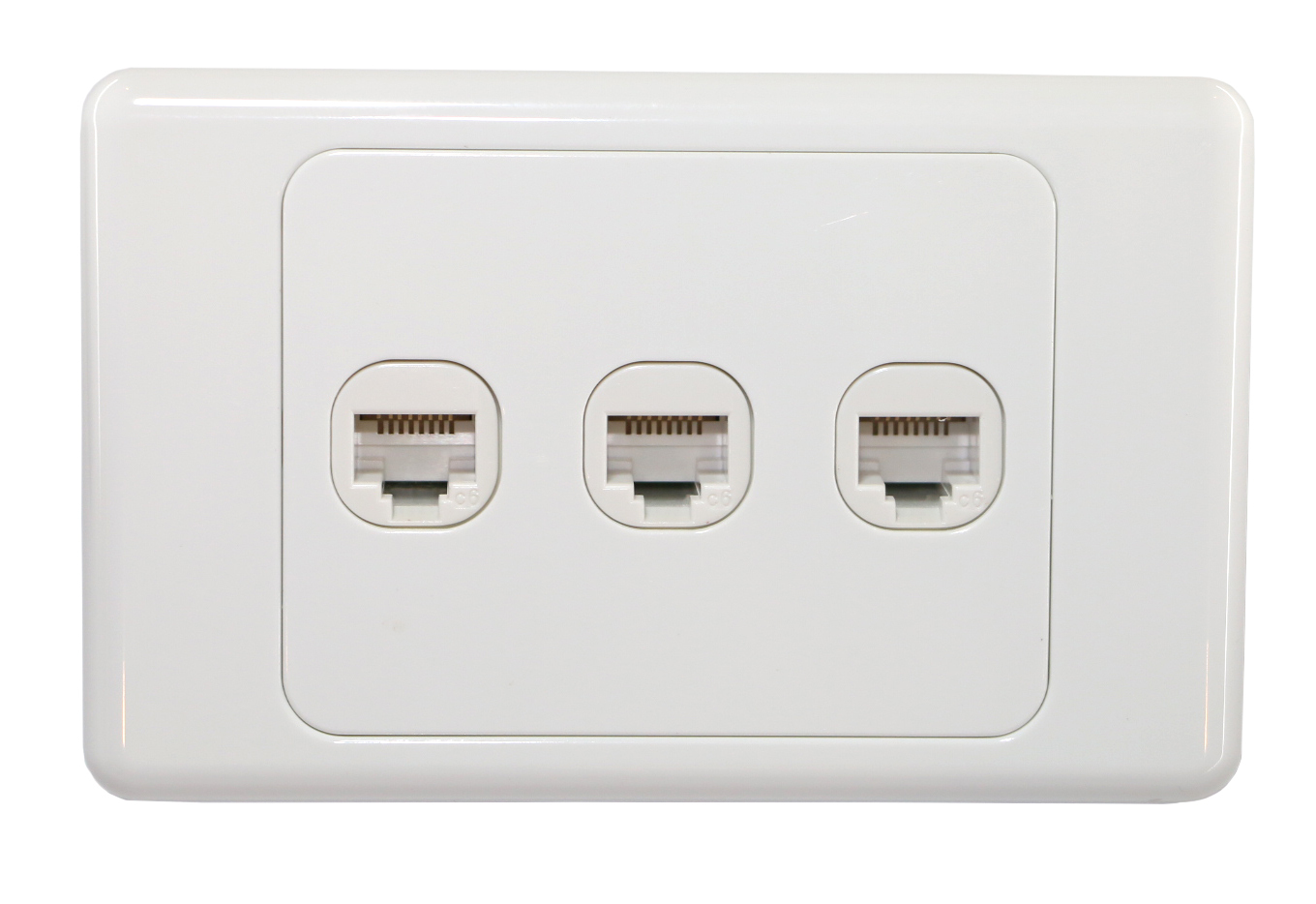 3 Gang Wall Plate Wallplate Clipsal Style 1 RJ45 Cat 6 Data Network LAN ...