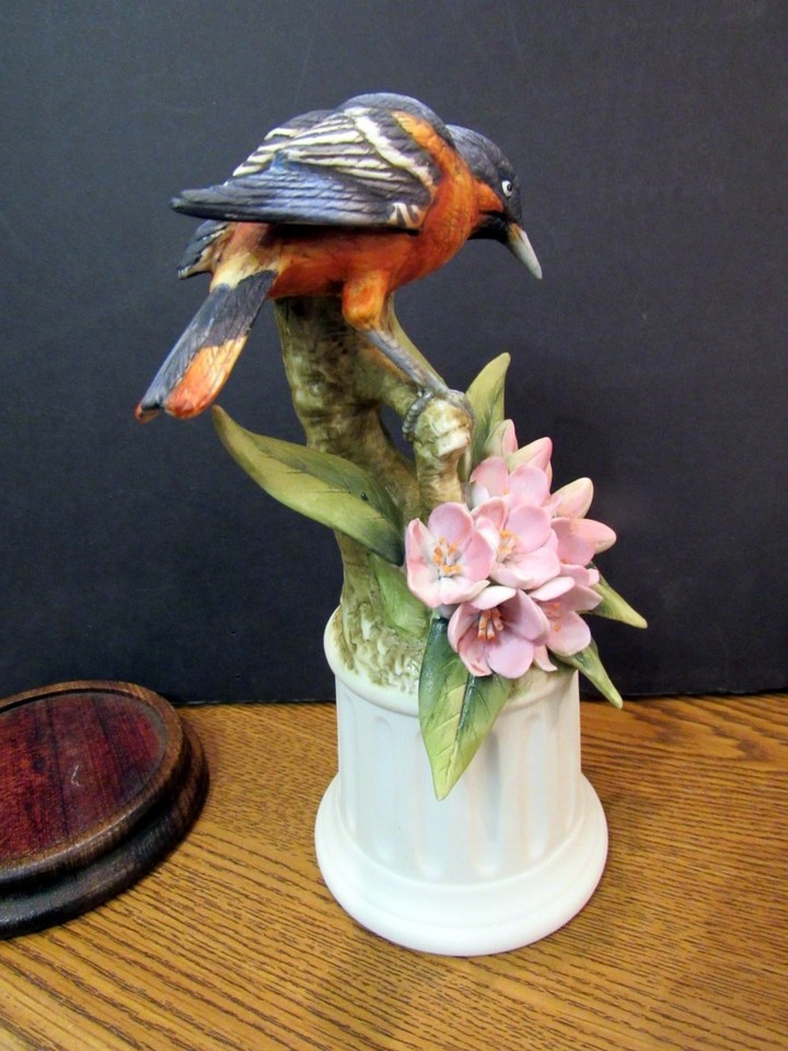 VINTAGE LOT OF 3 ANDREA BY SADEK PORCELAIN BIRD FIGURINES W/WOOD BAS ...