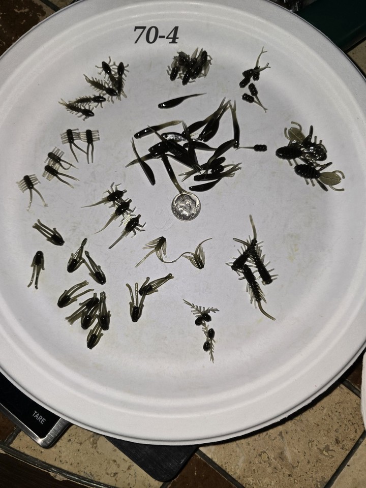 (70) ice Fishing Crappie/Bluegill/Perch Micro Plastics, panfish. Green ...