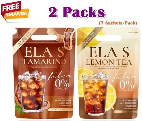2 X ELA S FIBER Detox Tamarind , Lemon Tea Flavor Weight Management 7 ...