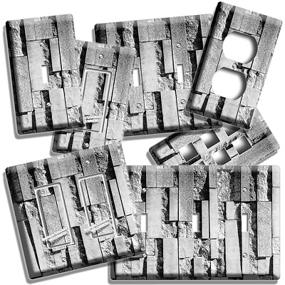 GRAY ROCK VERTICAL ENGRAVED STONE LIGHT SWITCH OUTLET PLATES KITCHEN ...