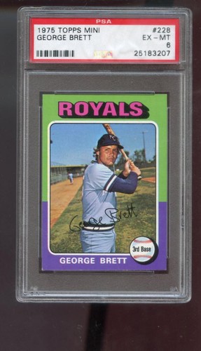 1975 Topps MINI #228 George Brett ROOKIE RC PSA 6 Graded Baseball Card ...