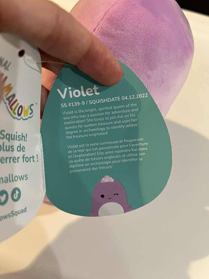 Squishmallows Violet 5” Purple Octopus Pink Crown Deep Sea Ocean Life ...