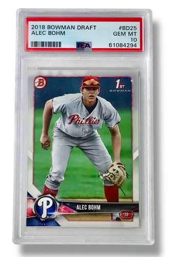 2018 Bowman Draft Alec Bohm #BD-25 Philadelphia Phillies PSA 10 GEM MT ...