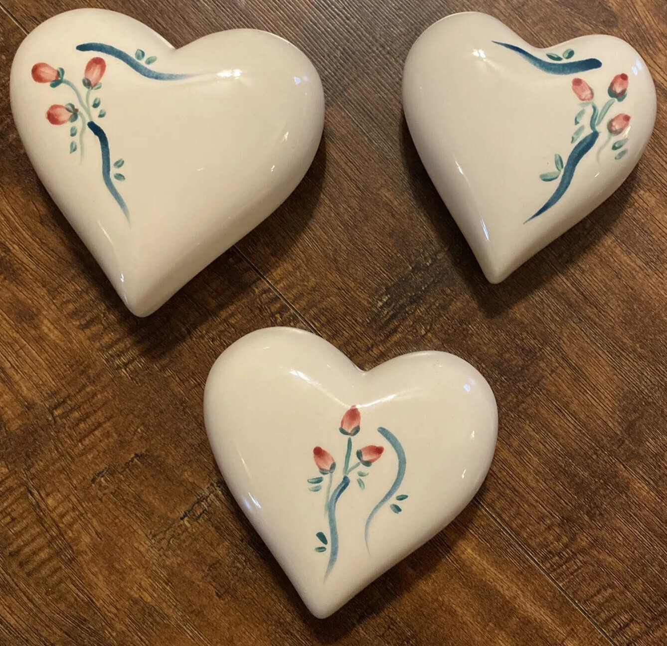 Vtg Lasting Products Set of 3 Ceramic Heart Shaped Wall Pockets | eBay