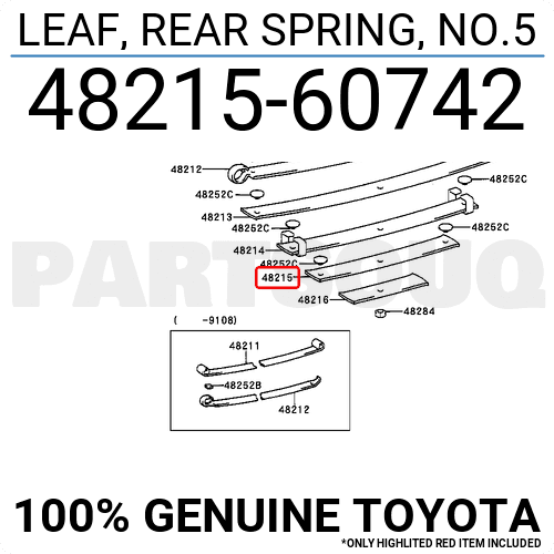 4821560742 Genuine Toyota LEAF, REAR SPRING, NO.5 48215-60742 | eBay