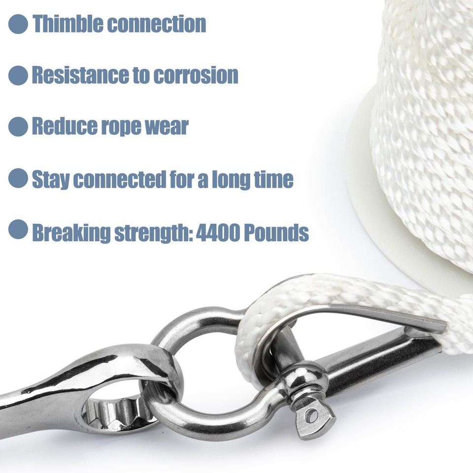 Anchor Rope Braided Anchor Line 3/8Inch 50 FT Premium Solid Braid MFP ...