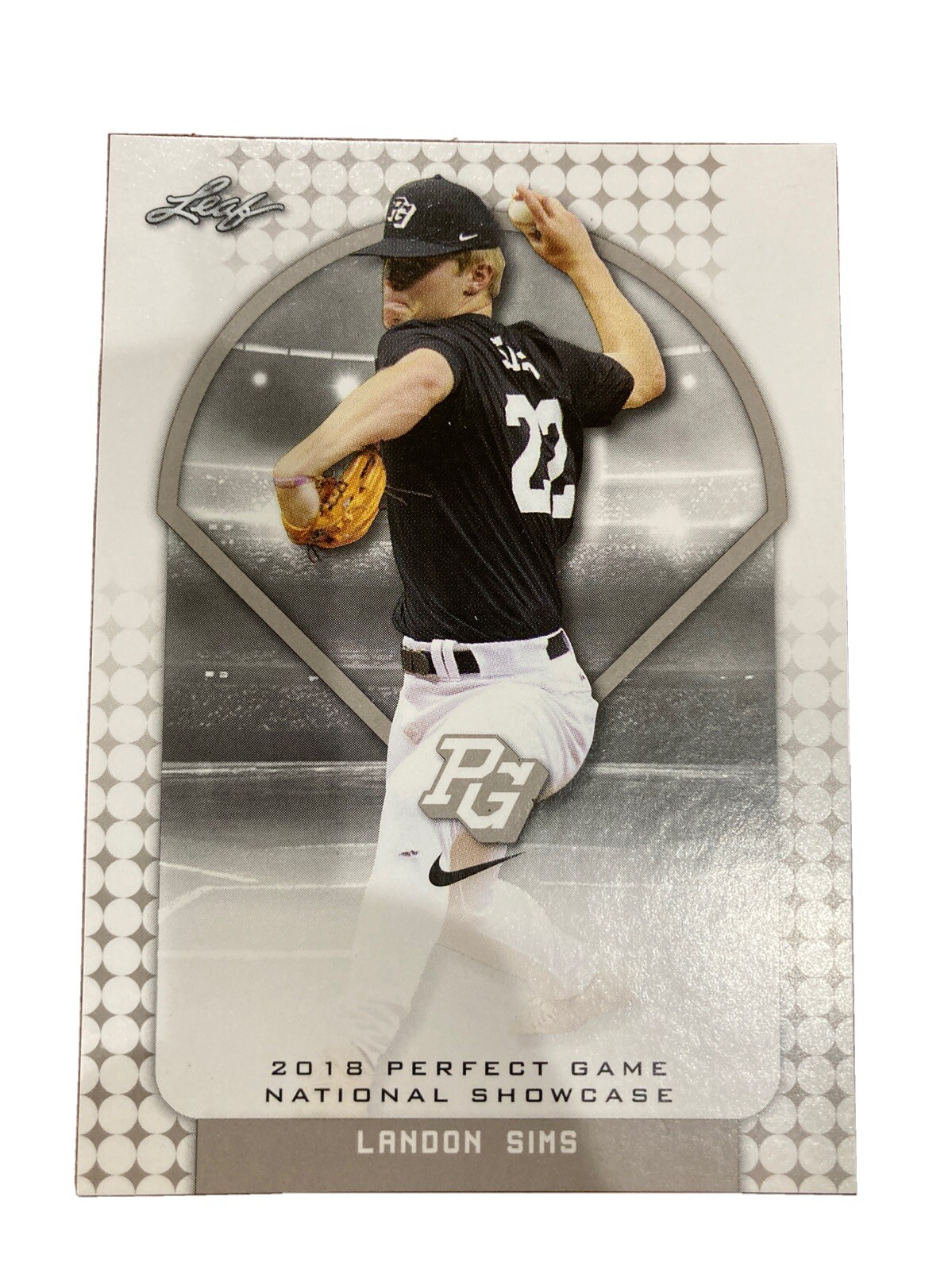 LANDON SIMS 2018 "1ST EVER PRINTED" LEAF PERFECT GAME ROOKIE CARD #083 ...