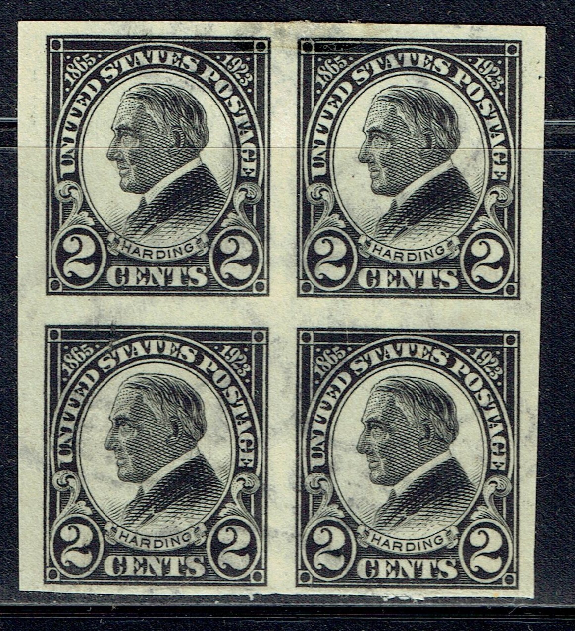1923 2c Black Harding w/nearly an invisable cancel (611) GEM like ...