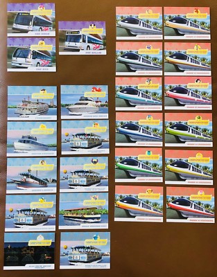 DISNEY TRANSPORTATION CARDS (2) COMPLETE SETS OF (25) WALT DISNEY WORLD ...