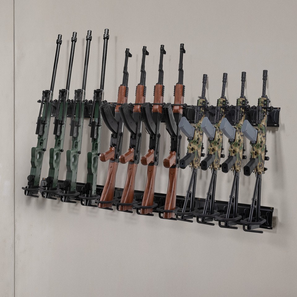 Gun Rack 1/3/4/6/8/12 Slot Indoor Metal Gun Rack Wall Mount Vertical ...