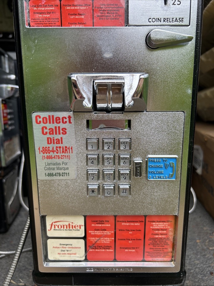 Vintage Black Phone Booth Payphone Push Button Telephone GTE Frontier ...