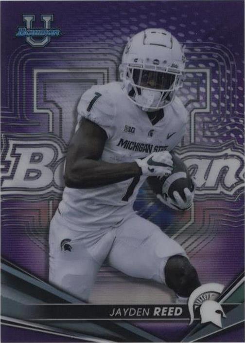 2022-23 Bowman's Best University - Jayden Reed #70 Purple Refractor ...