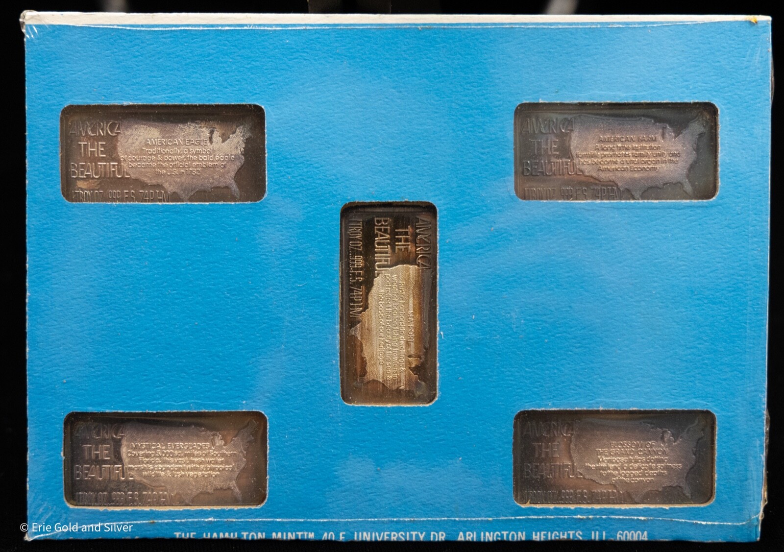 Hamilton Mint America The Beautiful .999 1 oz silver bars x5 Eagle Farm ...