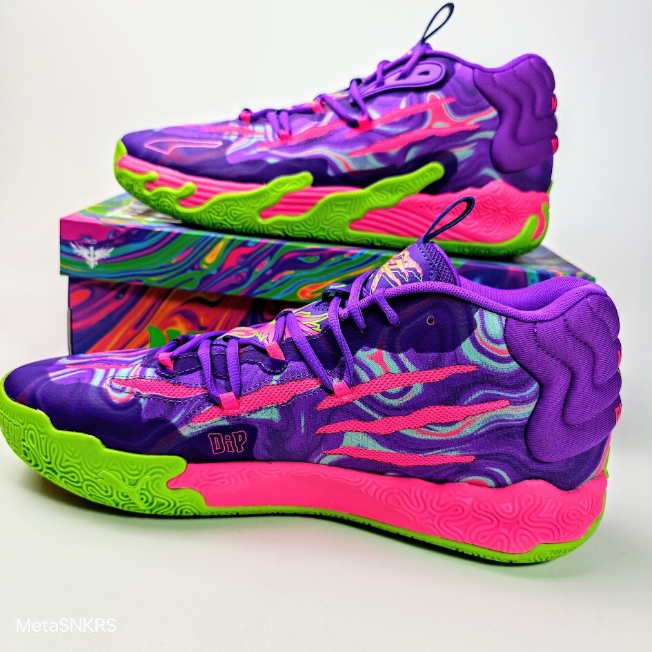 Puma MB.03 Toxic Mens US 14 Purple Green Pink Basketball Melo Nitro ...
