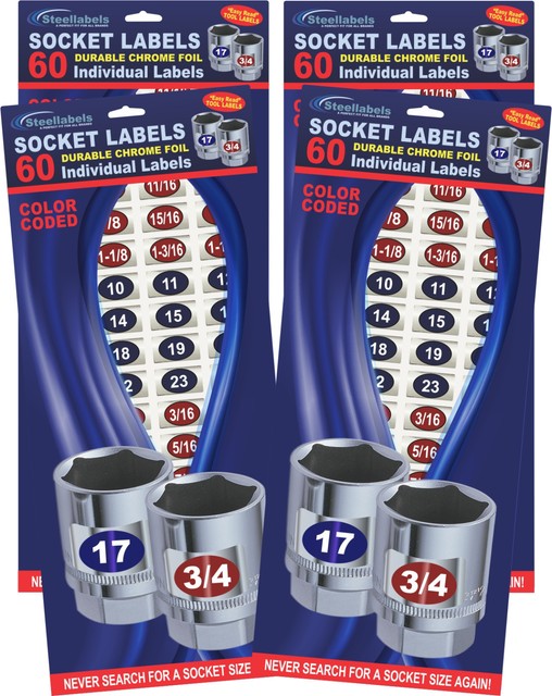 Chrome Socket Labels - Tough Chrome Foil Decals for Sockets and Tool ...