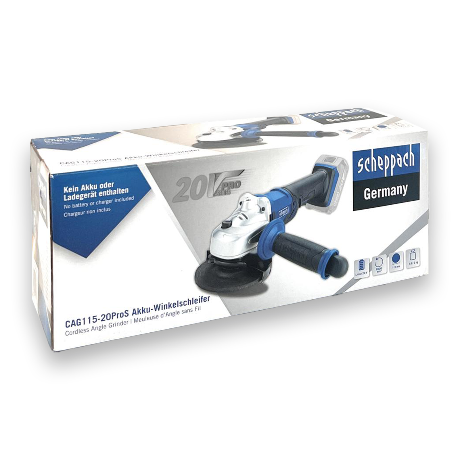 Scheppach CAG115-20ProS Akku Winkelschleifer Schleifer Winkel Drahtlos B-Ware 4046664077268 ...