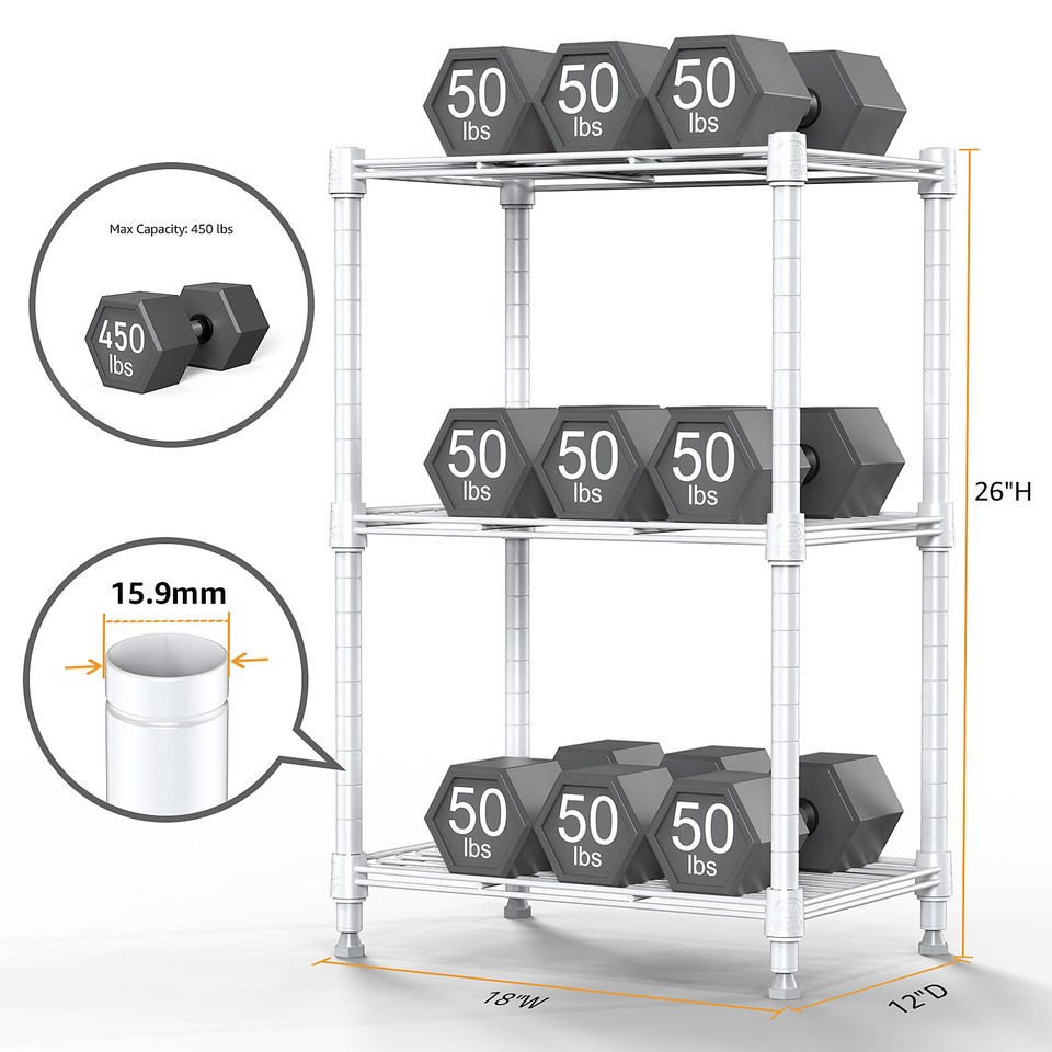 MZG 3-Tier Adjustable Wire Shelving Rack Commercial Garage Kitchen ...