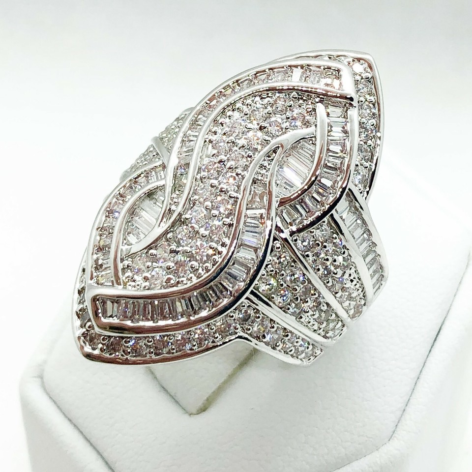 R4892 Women Fashion Jewelry White Yellow Gold Plated Engagement Wedding ...