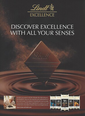 2019 Lindt Excellence Cocoa Bars Chocolate Food Candy print ad ...