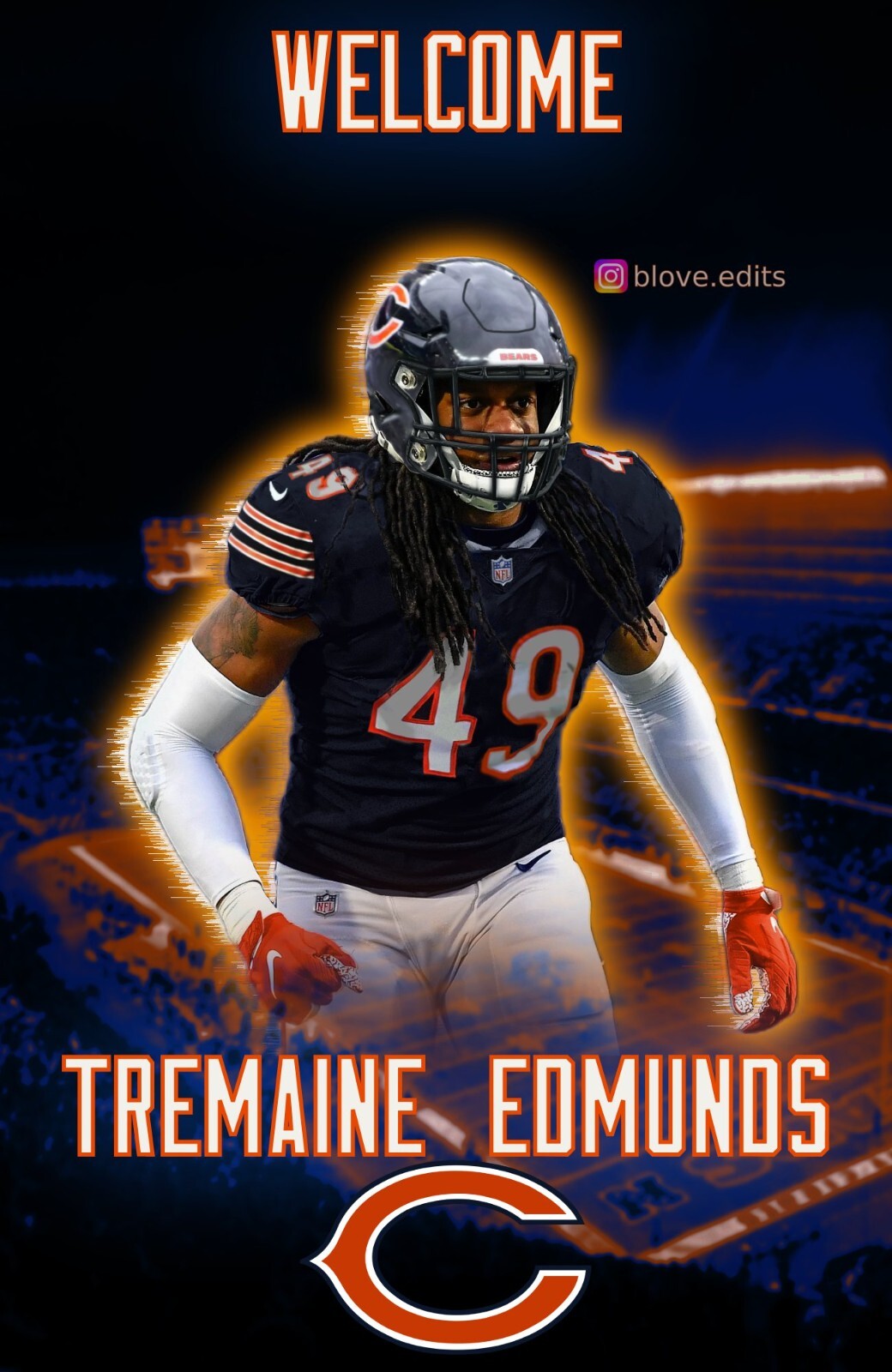 Tremaine Edmunds Signed Bears Jersey (Beckett) Next Great Chicago ...