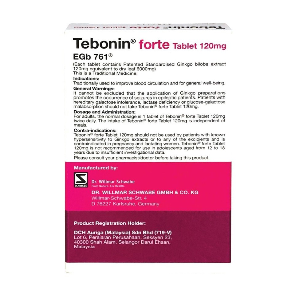 Tebonin Forte 120mg 30'S Ginkgo Biloba Extract For Vertigo, Tinnitus ...