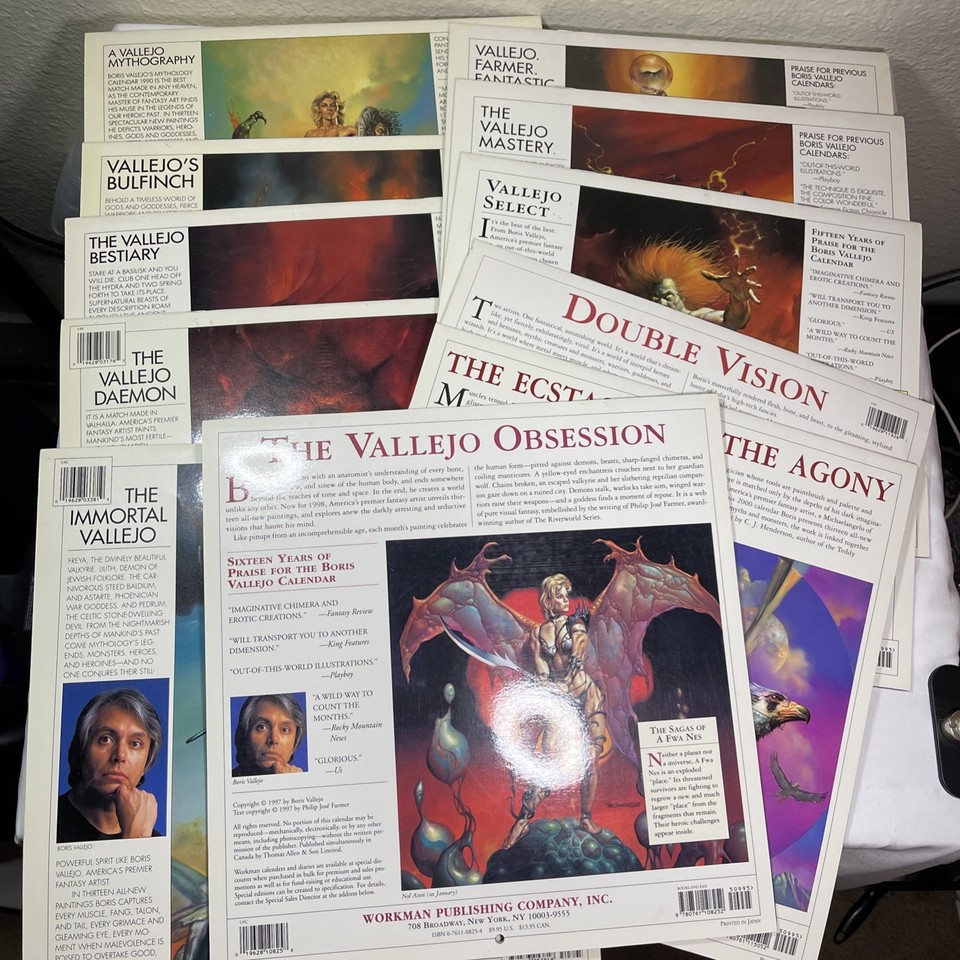 Lot Of 11 Vintage Fantasy Calendars Boris Vallejo | eBay