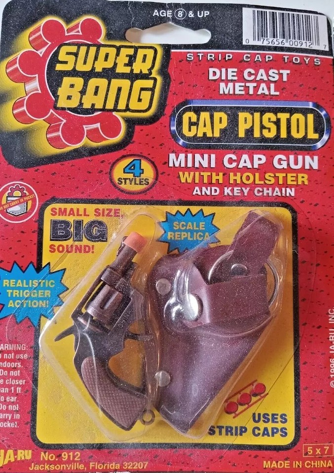 MINI CAP GUN KEYCHAIN With HOLSTER REVOLVER MODEL Super Bang W/ Red ...