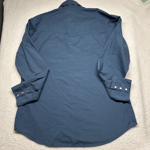 High Noon Blue Western Pearl Snap Long Sleeve Shirt w/ Gold Embroidery ...