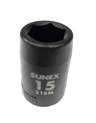 Sunex 215M 15mm 1/2" Drive 6 Point Shallow Impact Socket Metric Tools ...
